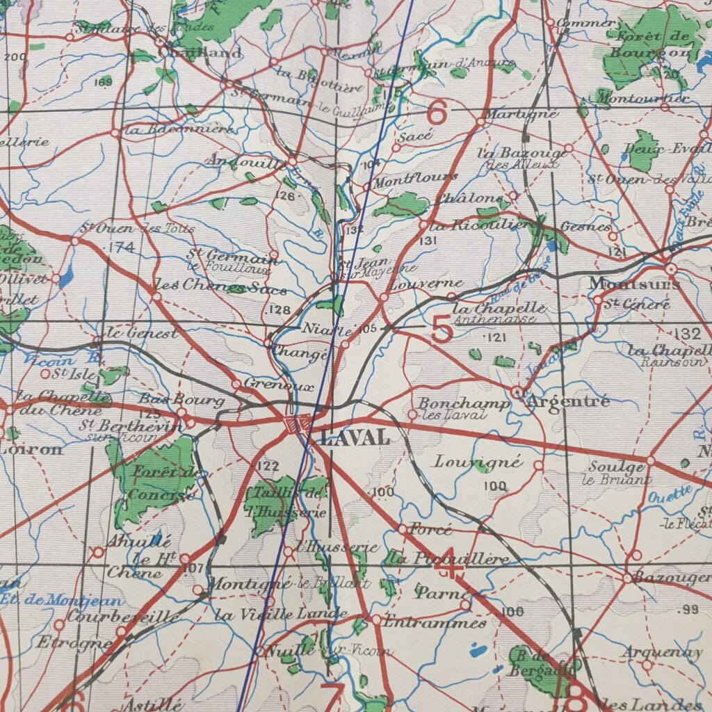 WW2 RAF Navigators 1943 Dated Map Of Central France - Sally Antiques
