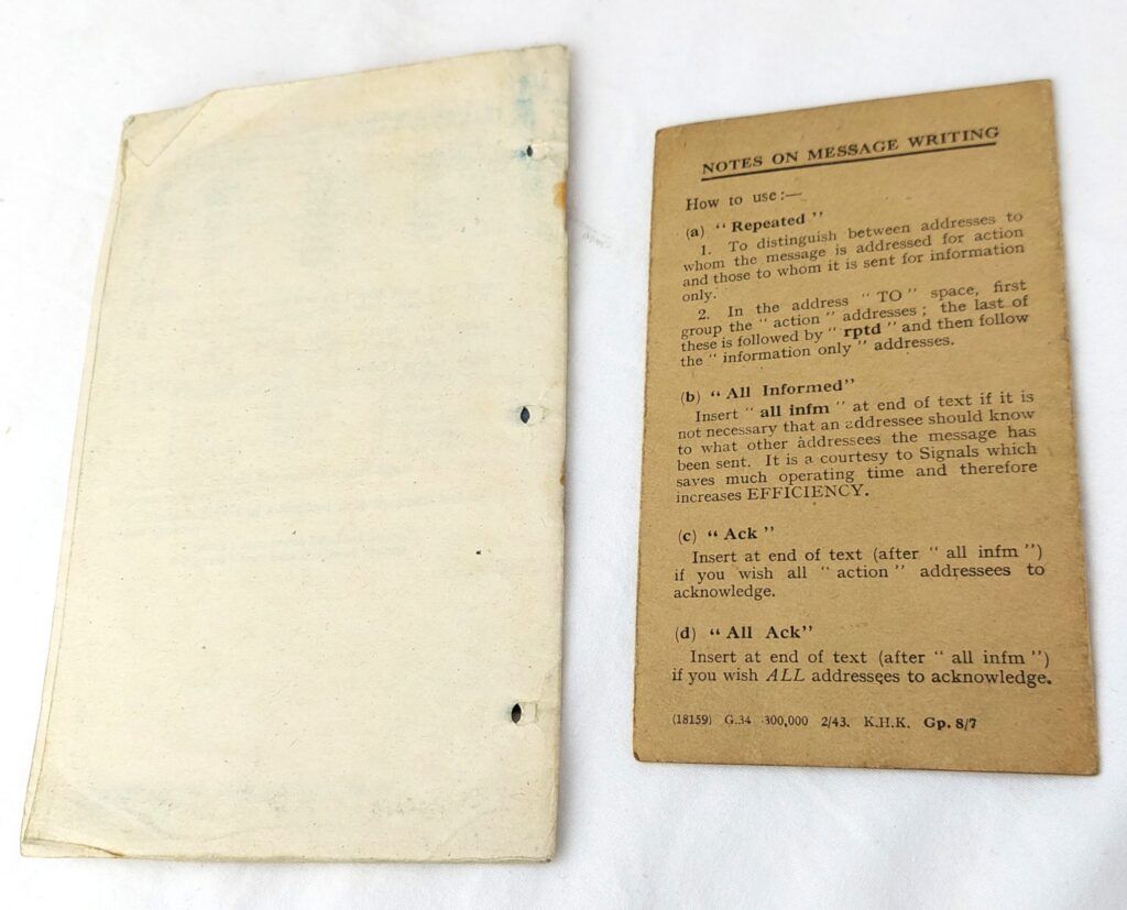 British, WW2, Communication Pocket Card & Pocket Book; Dos and Don'ts ...