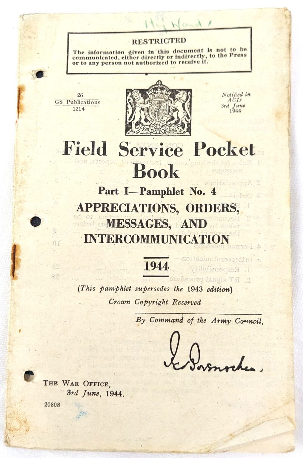 British, WW2, Communication Pocket Card & Pocket Book; Dos and Don'ts ...