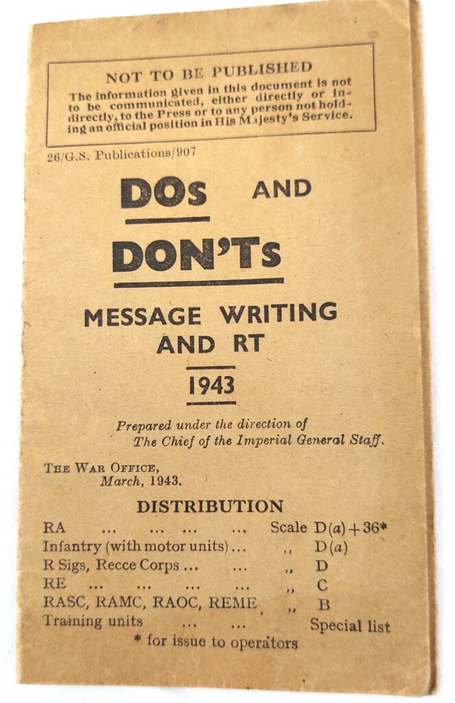 British, WW2, Communication Pocket Card & Pocket Book; Dos and Don'ts ...