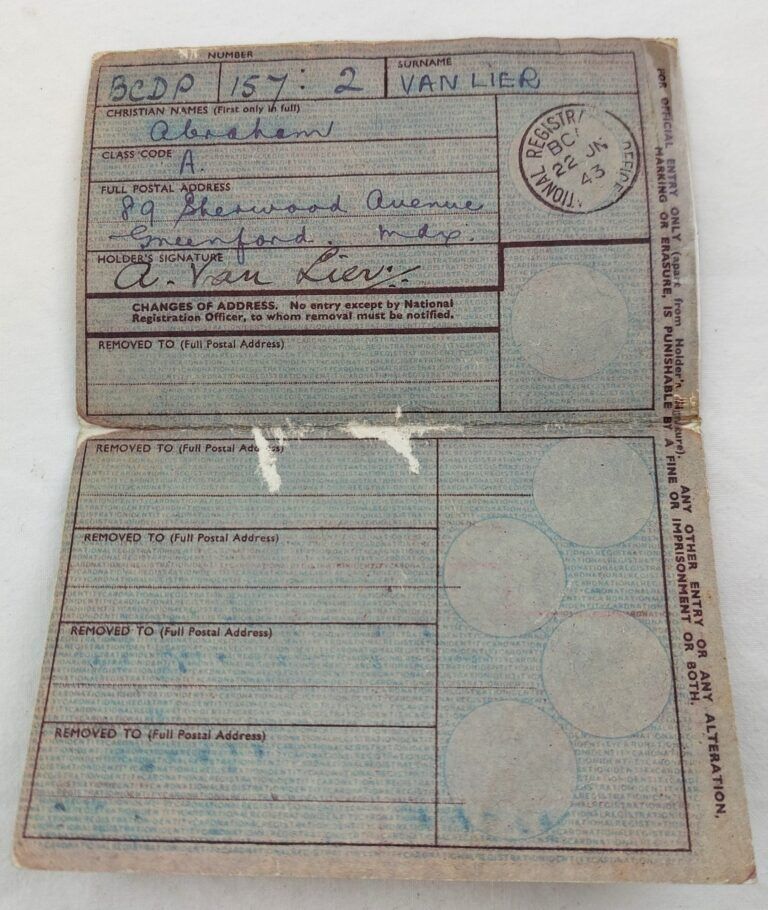 British, WW2, Original National Registration Act 1943 Identity Card ...
