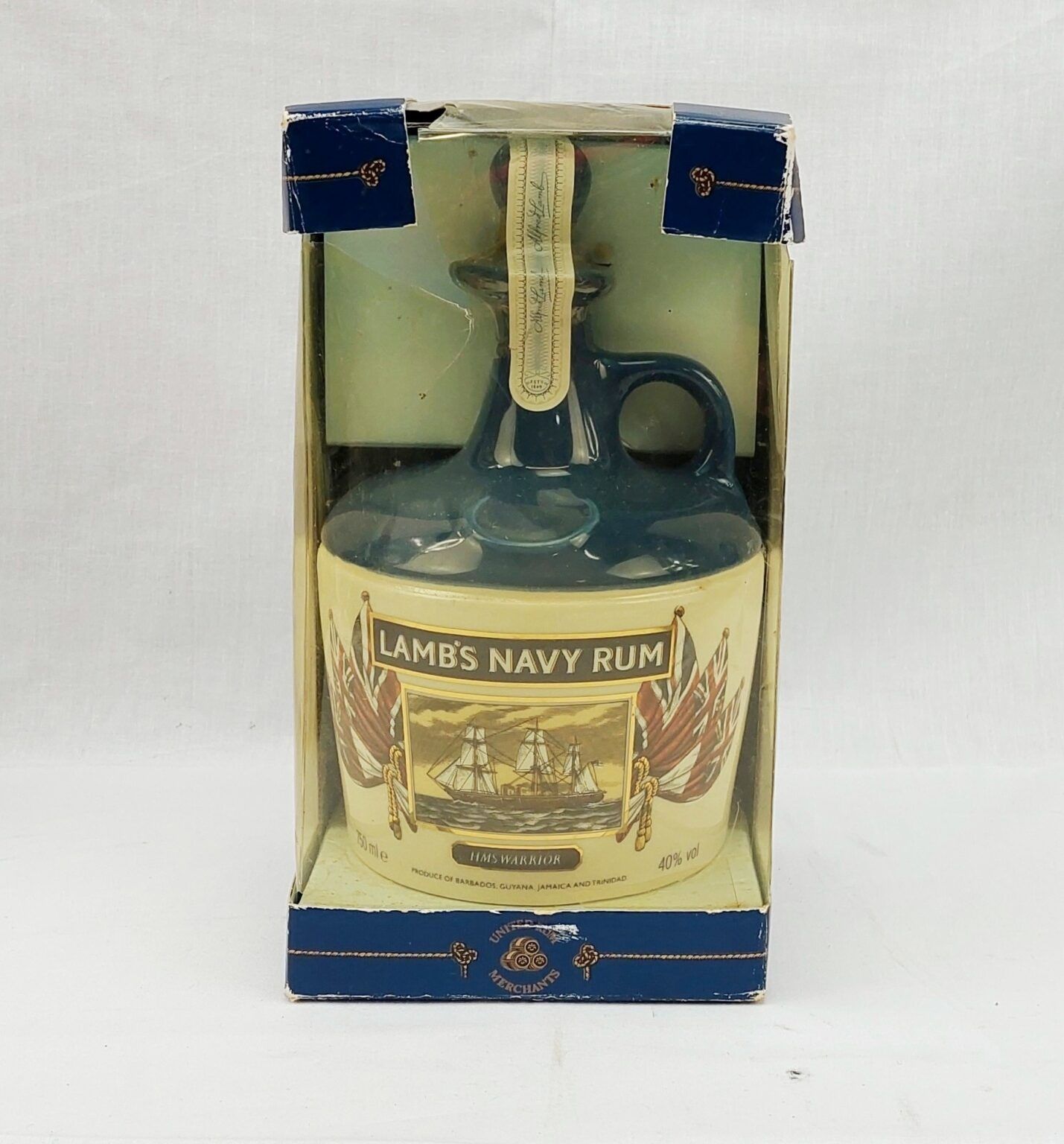 c1980’s Lamb’s Navy Rum ‘HMS Warrior’ Flagon – Unopened - Sally Antiques