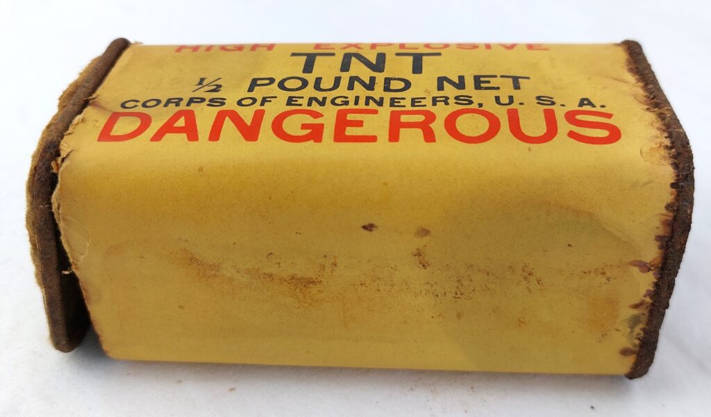 US, WW2, Empty TNT Package, "High Explosive TNT 1/2 Pound Net, Corps of ...