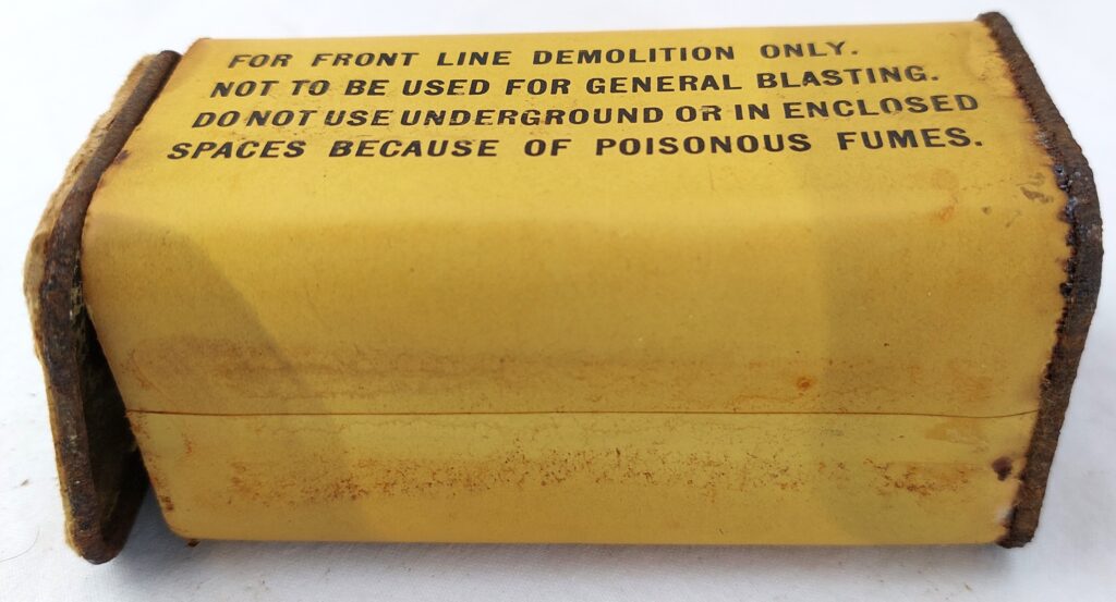 US, WW2, Empty TNT Package, "High Explosive TNT 1/2 Pound Net, Corps of ...