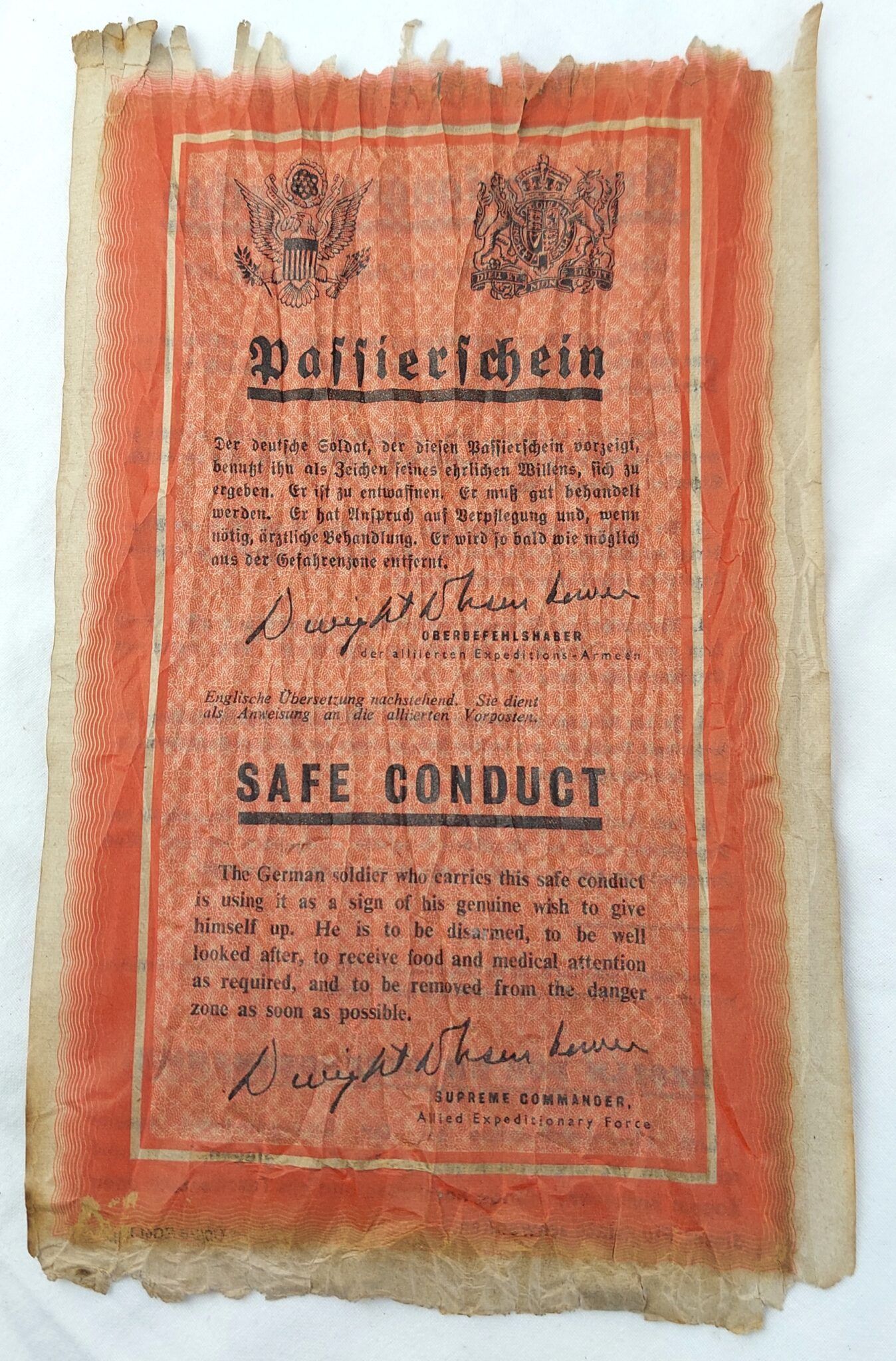 WW2, Allied, Seven "PASSIERSCHEIN" Safe Conduct Passes for German ...