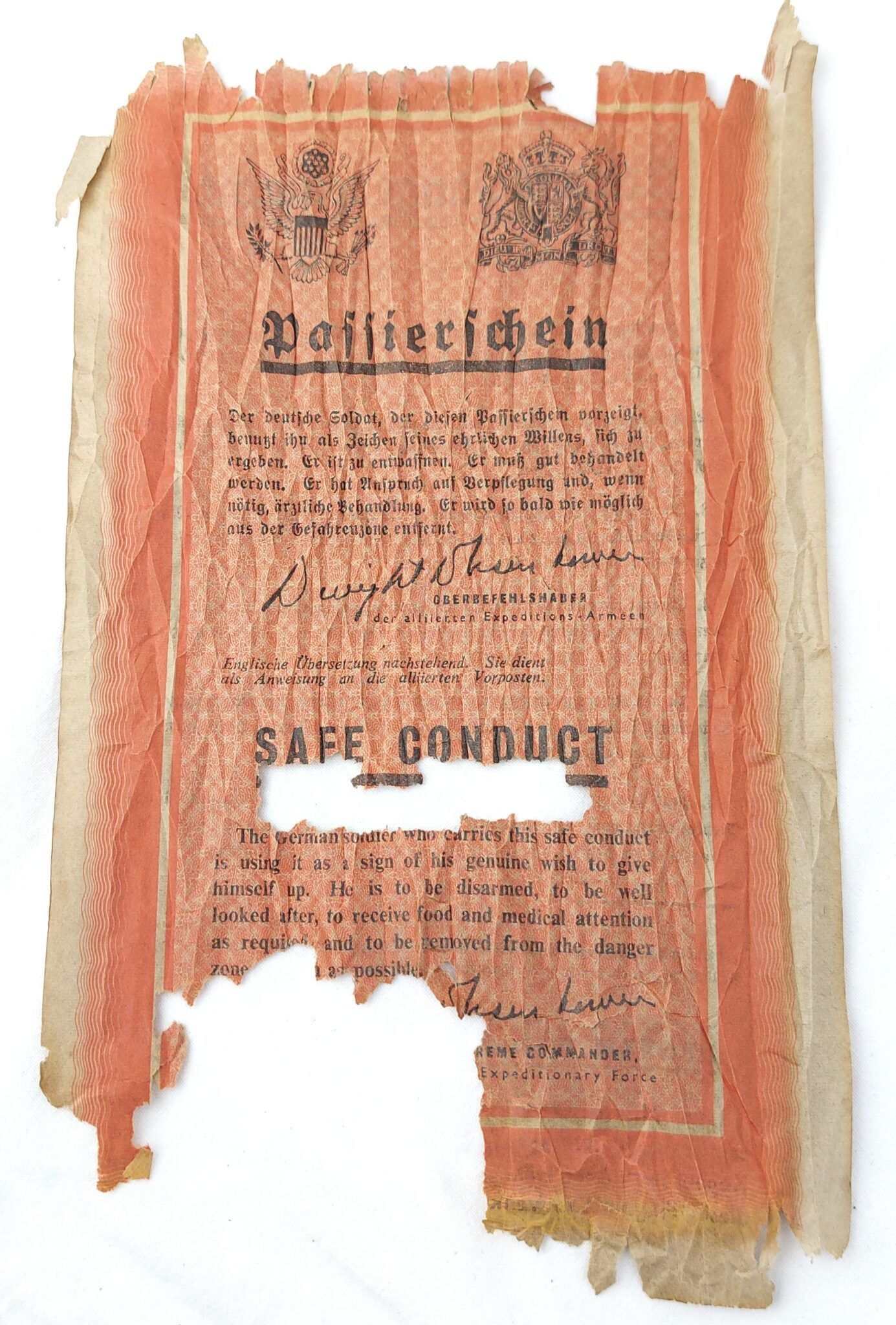 WW2, Allied, Seven "PASSIERSCHEIN" Safe Conduct Passes for German ...