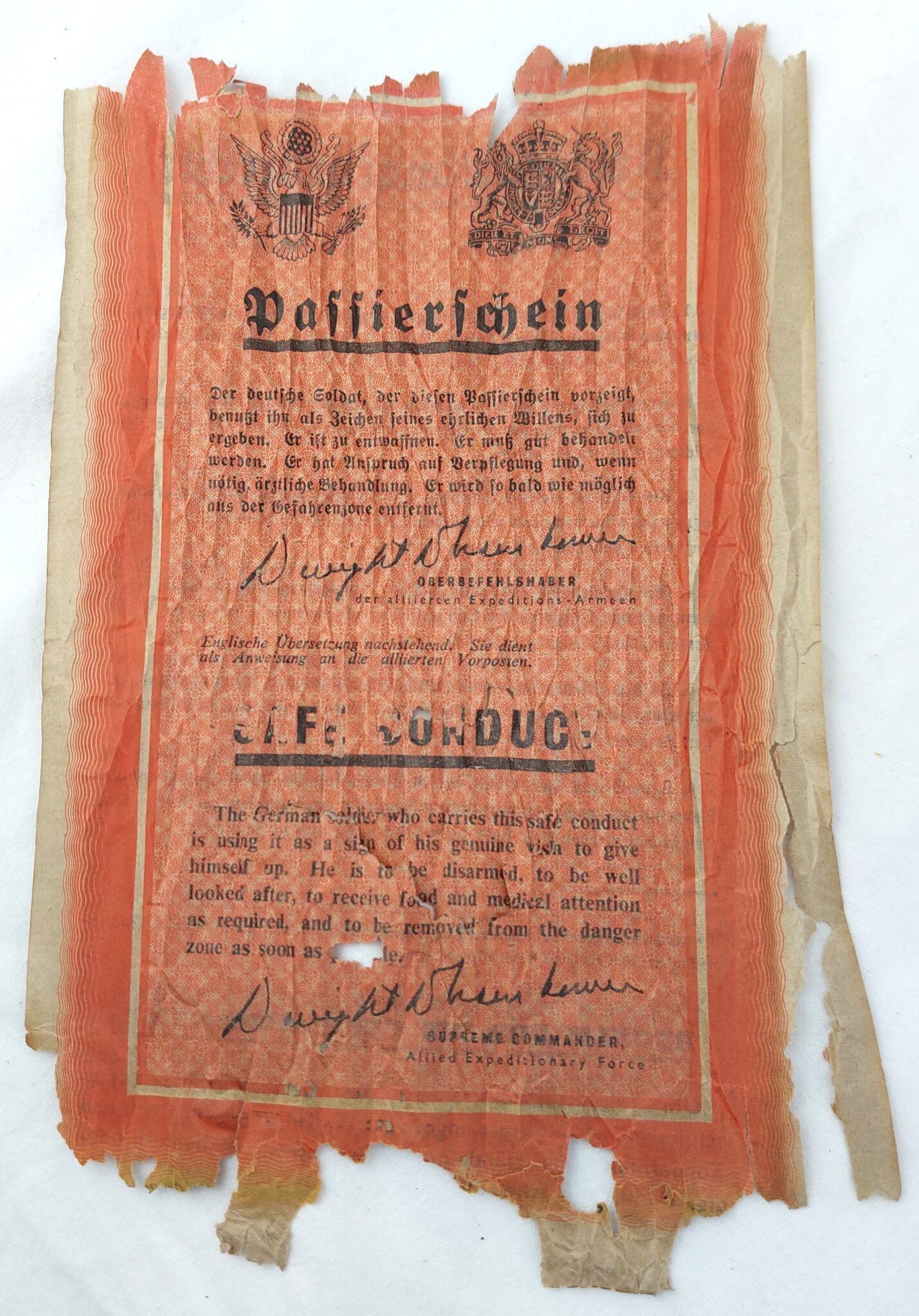 WW2, Allied, Seven "PASSIERSCHEIN" Safe Conduct Passes for German ...