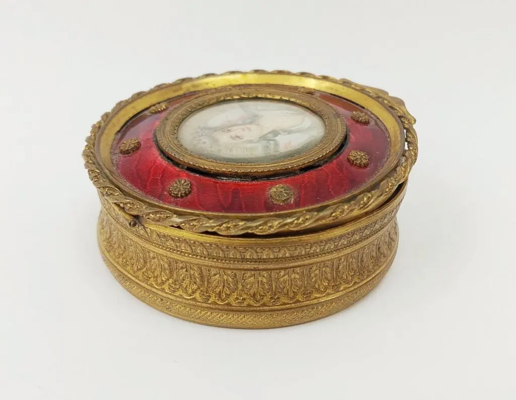 Fine Early 19th Century Enameled Gilt Brass Box With Gainsborough Style ...