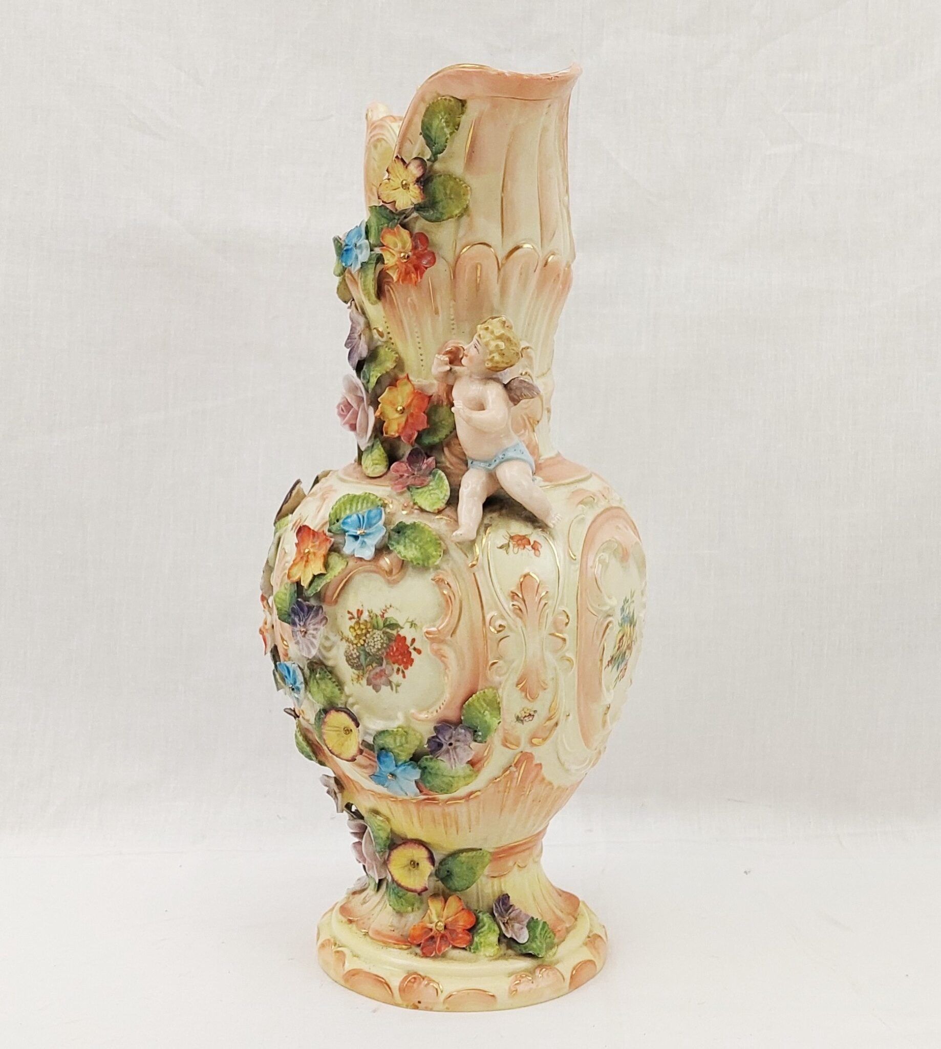 Superb Victorian Jug With Applied Angels And Flowers - Sally Antiques