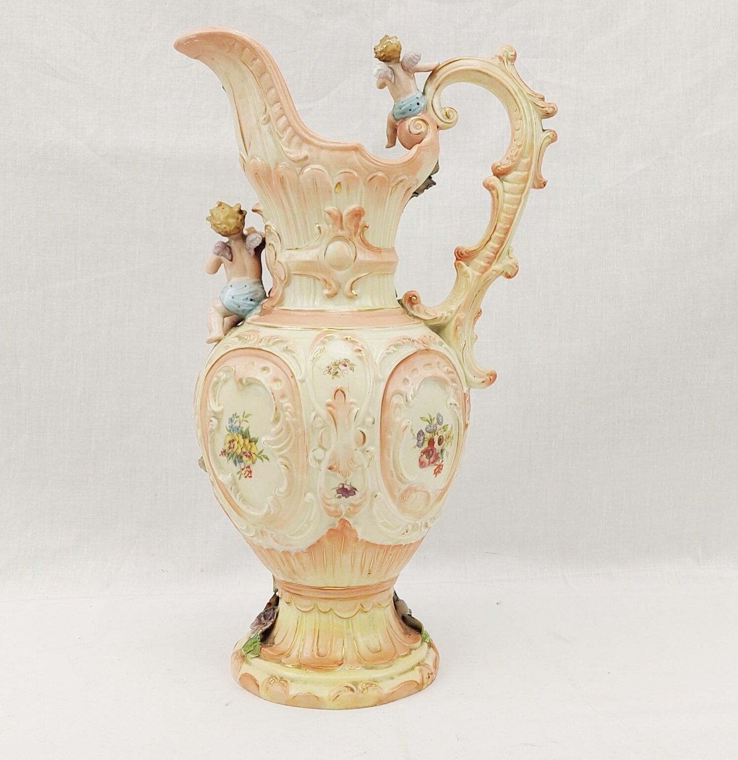 Superb Victorian Jug With Applied Angels And Flowers - Sally Antiques