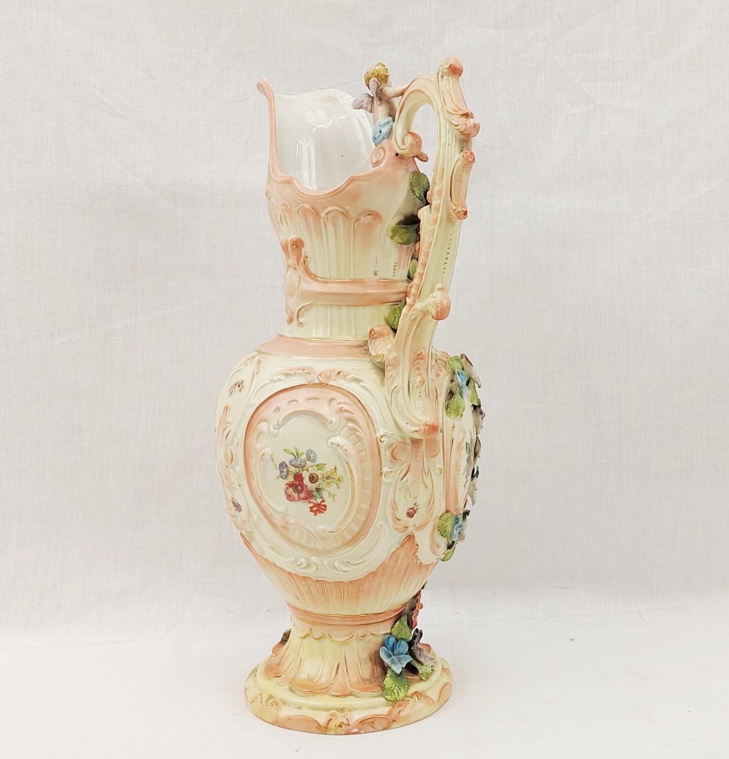 Superb Victorian Jug With Applied Angels And Flowers - Sally Antiques