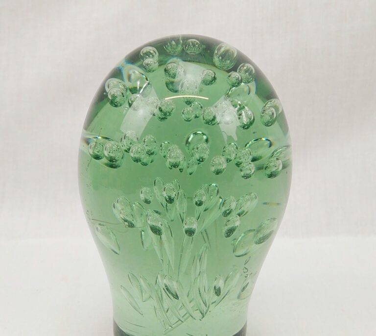 Victorian Green Glass Dump Paperweight - Sally Antiques