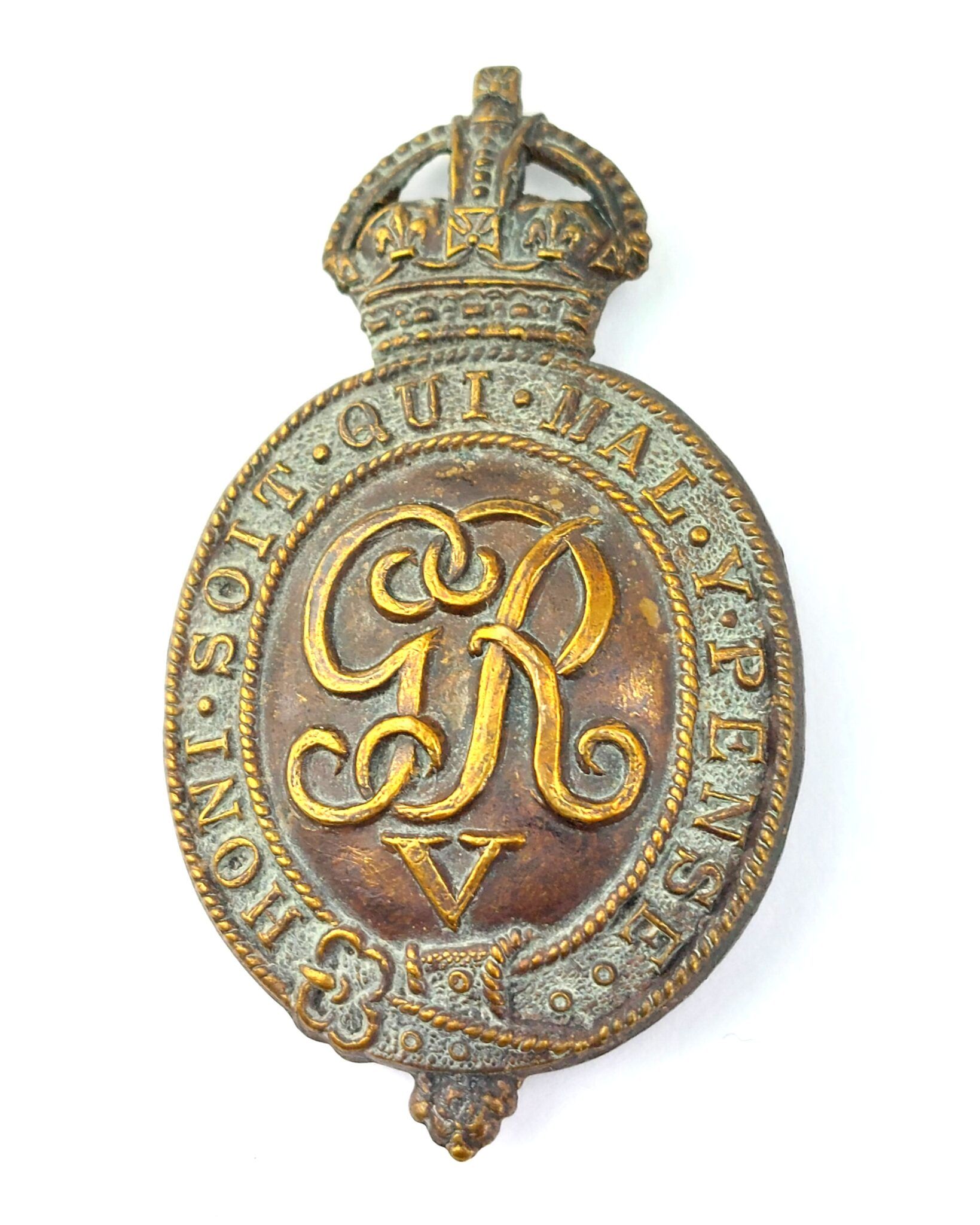 British, WW1, George V Household Battalion Brass Cap Badge, Kings Crown ...