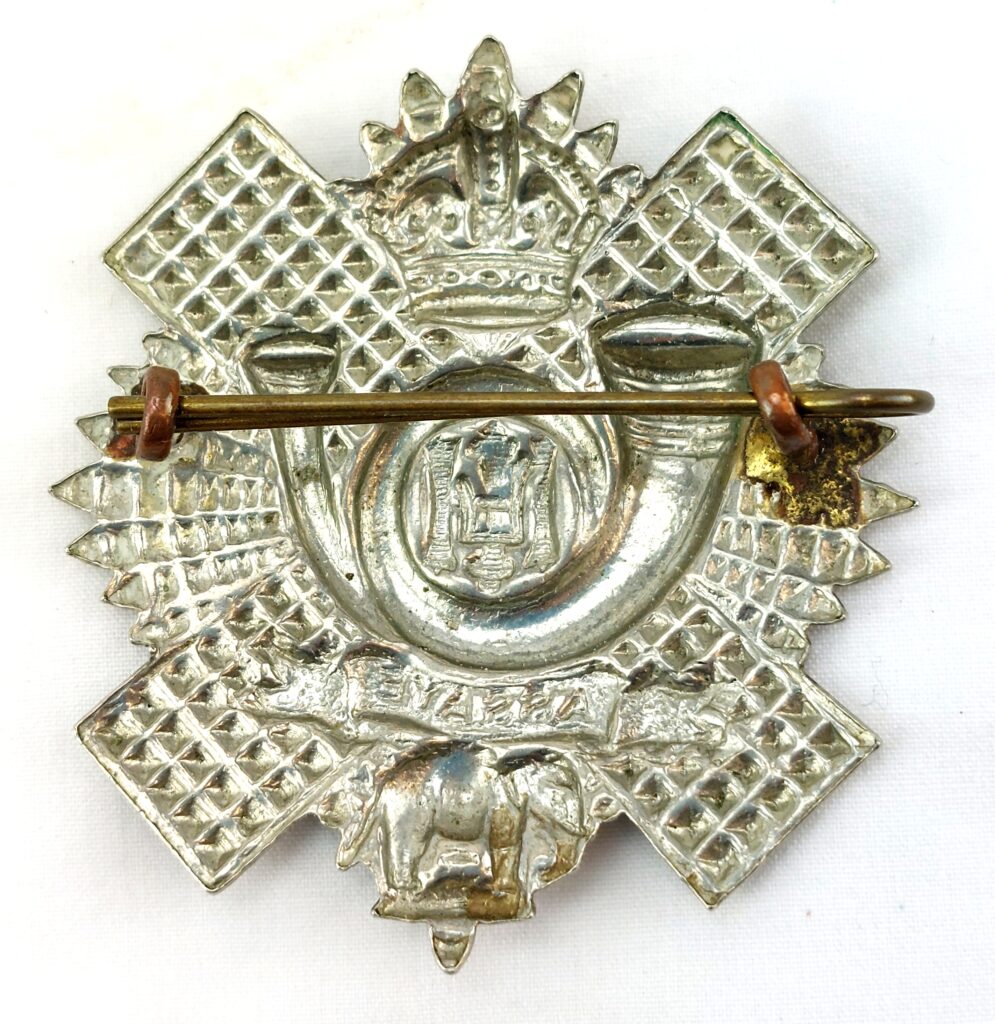 Scottish, Original Highland Light Infantry -Assaye- White Metal Cap ...
