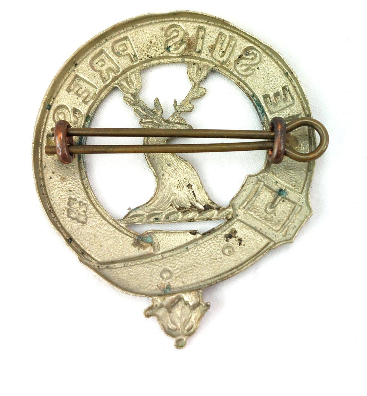 Scottish, Lovats Scouts Cap Badge - Je Suis Prest, 2 Lugs - Sally Antiques