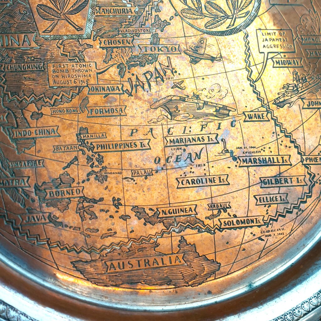 British, WW2, VE and VJ Commemorative Copper Plates with Military Maps ...