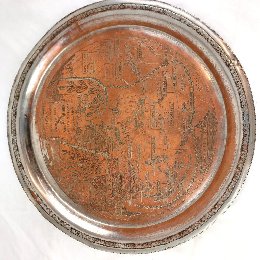 British, WW2, VE and VJ Commemorative Copper Plates with Military Maps ...