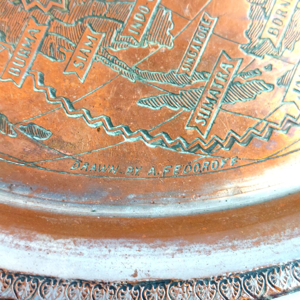 British, WW2, VE and VJ Commemorative Copper Plates with Military Maps ...