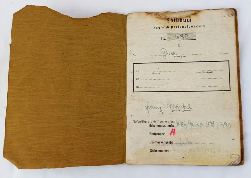 German, WW2, Heer Soldbuch (German soldier's Identity Book), 1942 ...