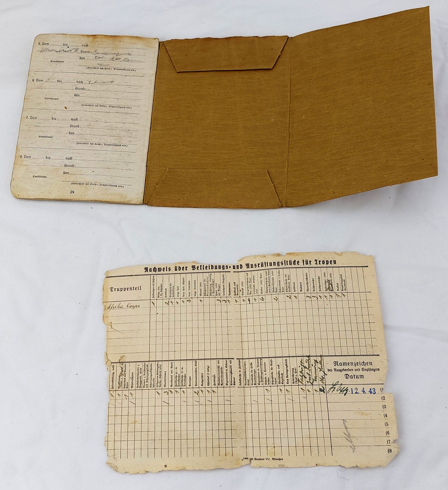 German, WW2, Heer Soldbuch (German soldier's Identity Book), 1942 ...