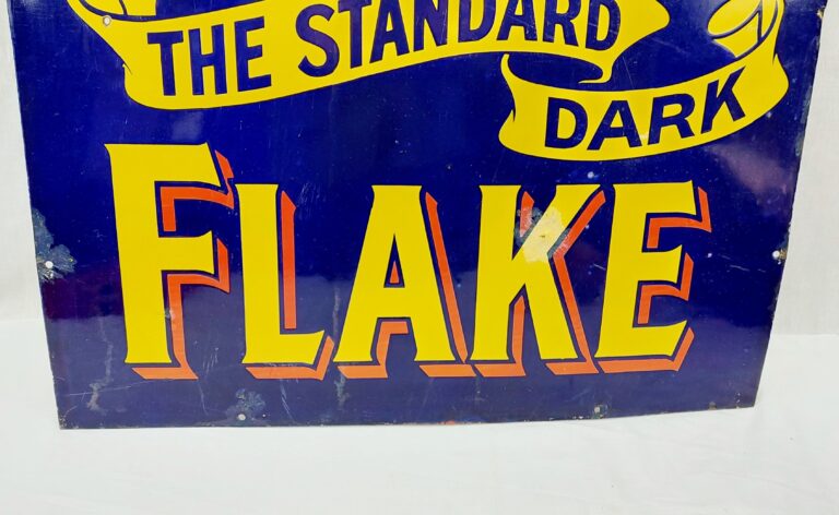 Vintage St Bruno Flake Enamel Advertising Sign - Sally Antiques