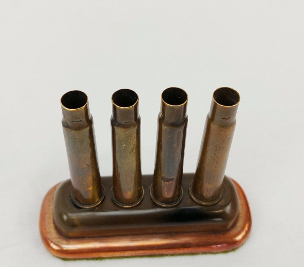 WW1 Trench Art Four Bullet Cartridge Pen Stand - Sally Antiques