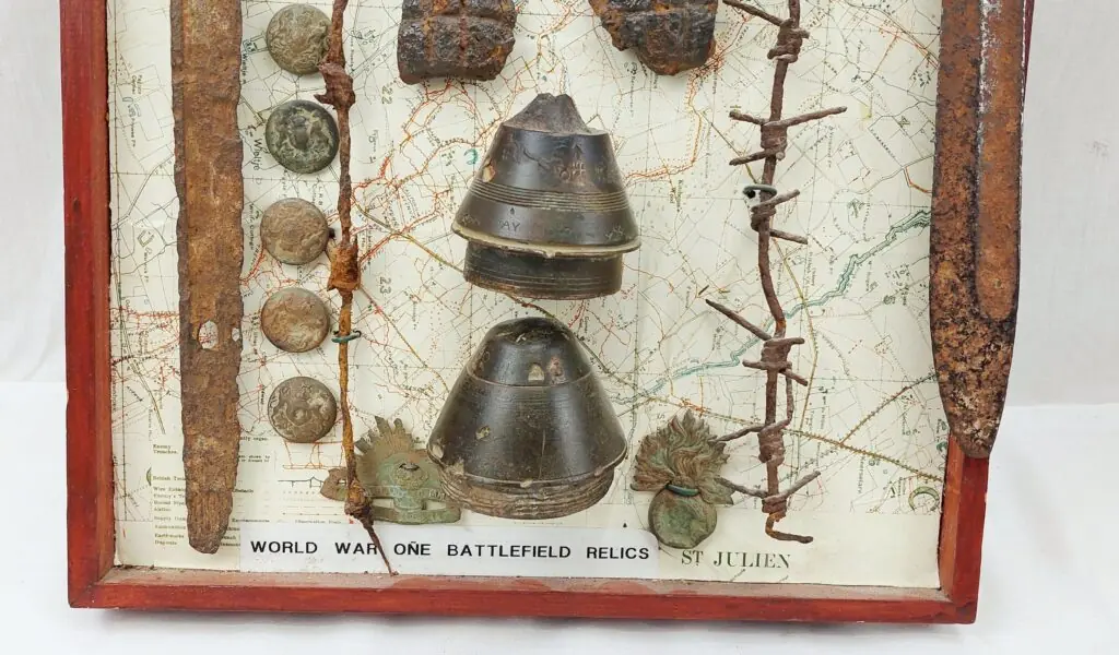 Framed WW1 Relic Display With Bayonets Etc - Sally Antiques