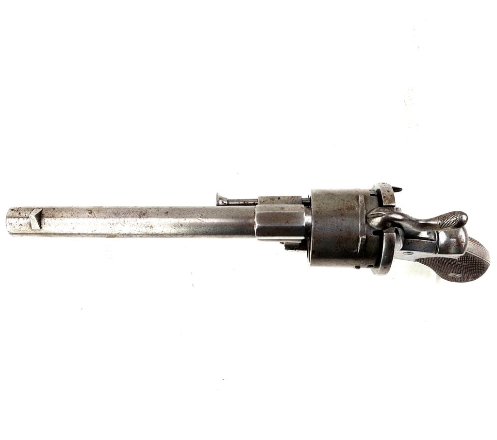 French, c1866, Eugène Lefaucheux Model 1858 Revolver, Six-Shot Pin Fire ...