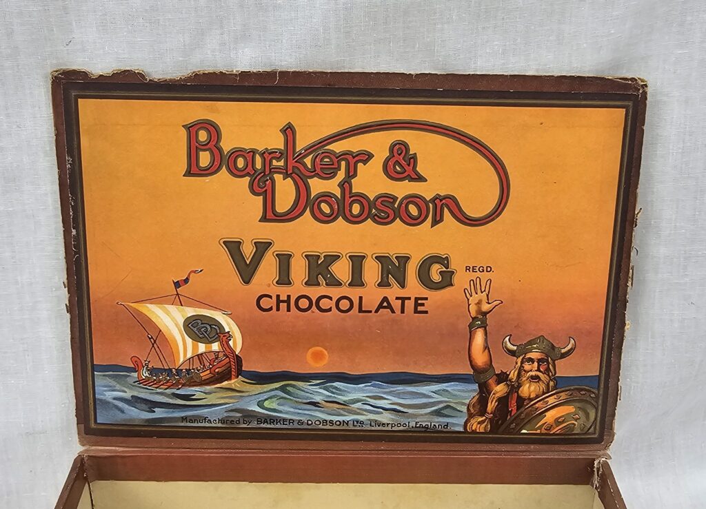 1920s Barker & Dobson Viking Chocolate Retail Box - Sally Antiques
