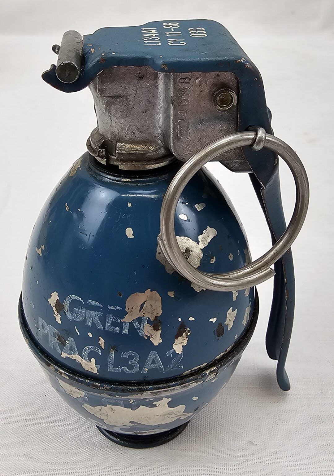 British L3A2 Blue Drill Grenade Rare - Inert - Sally Antiques