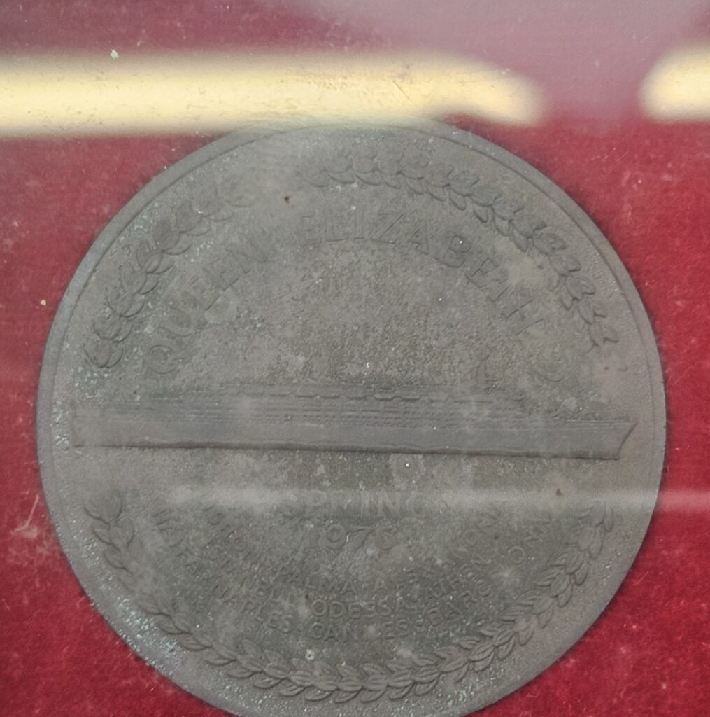 Cased Display Of 1970's RMS Queen Elizabeth Liner Coins - Sally Antiques