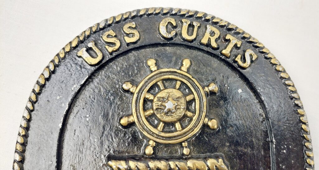 Cast Metal Painted Plaque USS Curtis Frigate FFG-38 - Sally Antiques