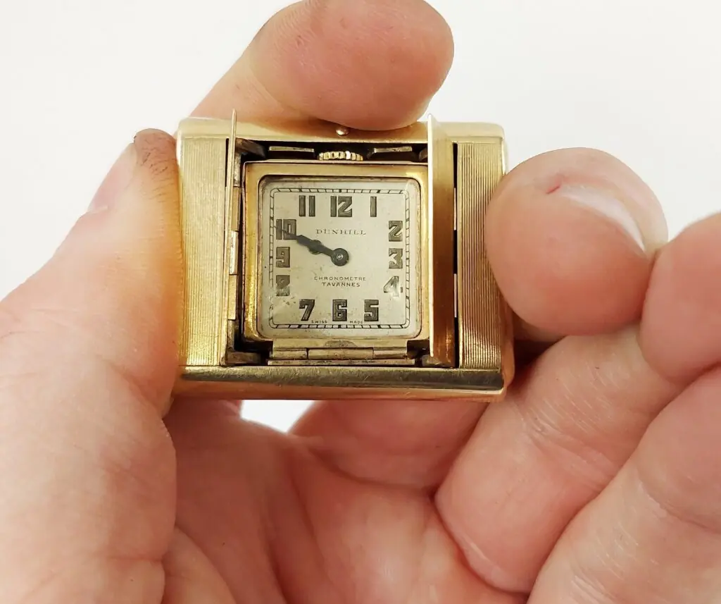 9ct Gold Tavannes Purse Watch Retailed by Dunhill c1929 - Sally Antiques