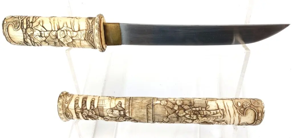 Japanese, Meiji Period (1868-1912), Carved Bone Dagger Knife and ...