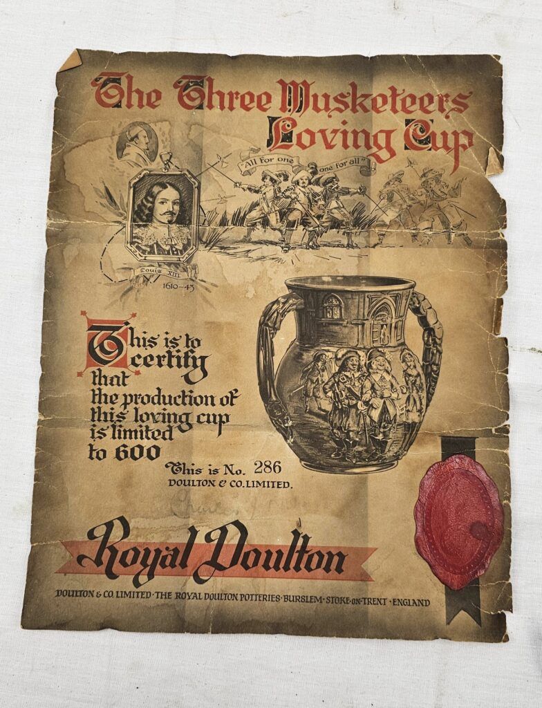 Royal Doulton Ltd Edition The Three Musketeers Loving Cup & Original ...