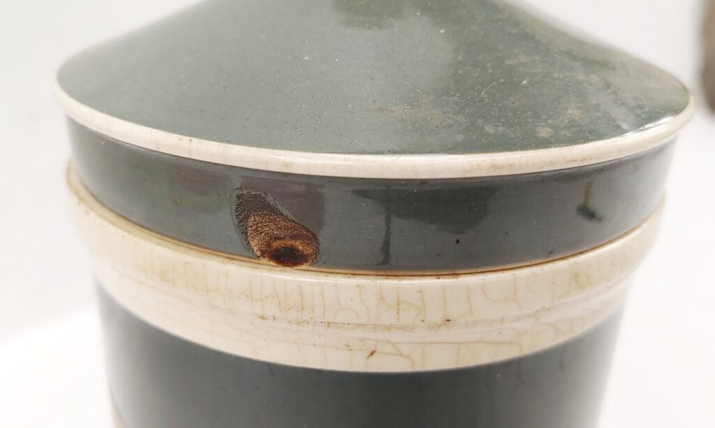 Victorian Green Ceramic Lidded Pharmaceutical Container - Sally Antiques