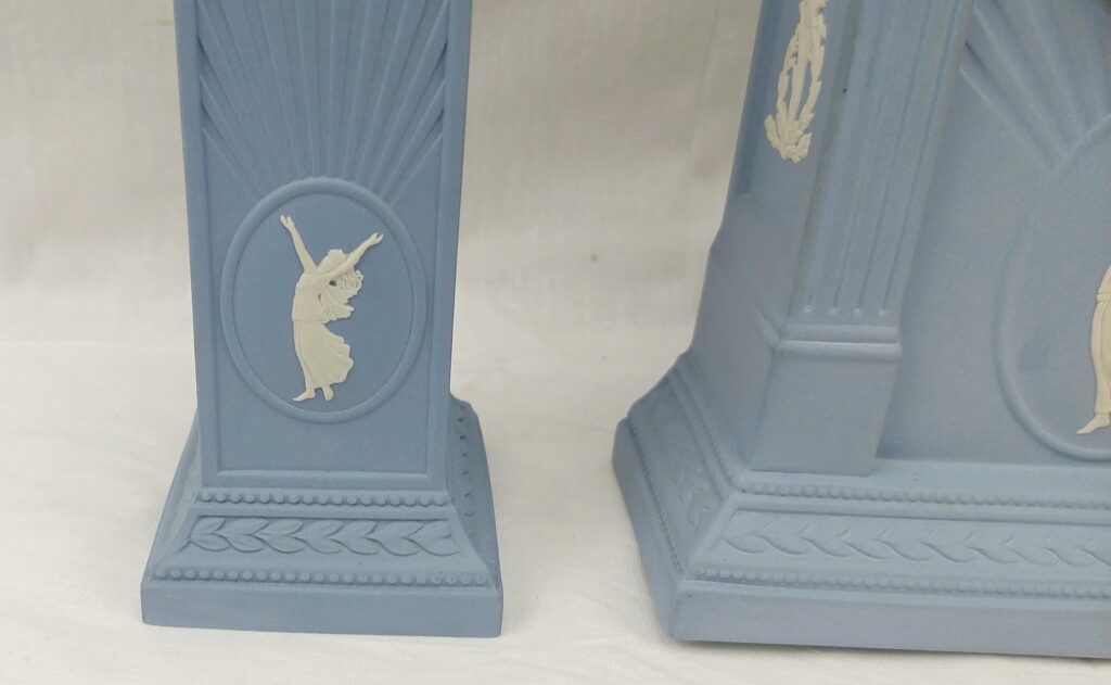 Wedgwood Jasperware Clock And Candlestick Set - Sally Antiques