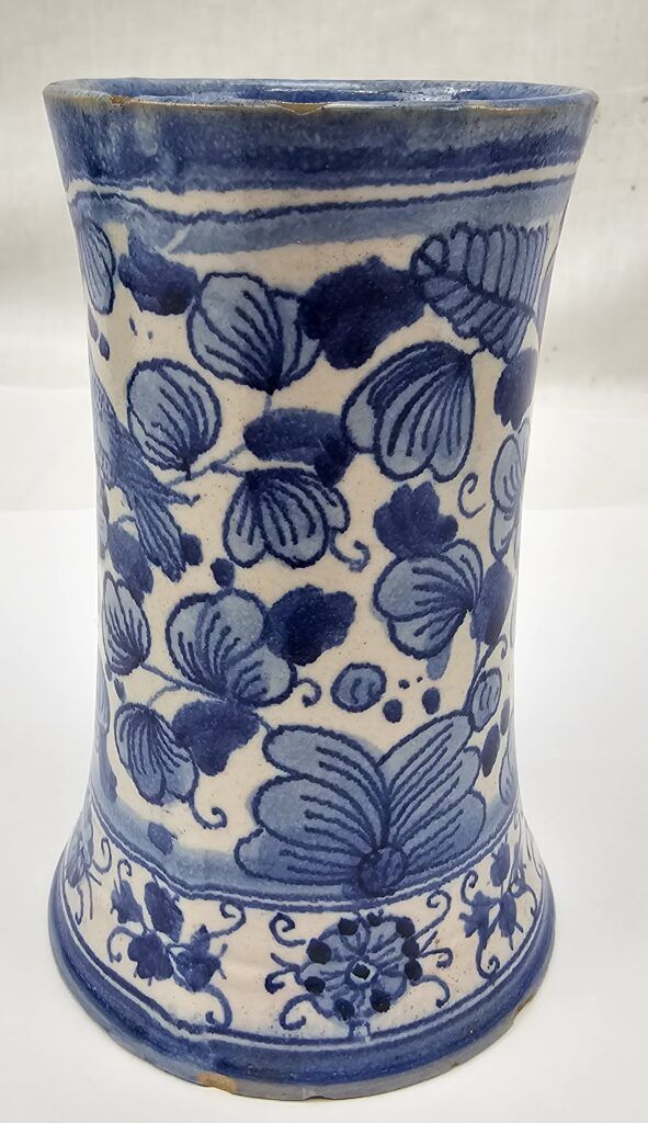 c1780 Italian Deruta Blue And White Bird And Floral Vase - Sally Antiques