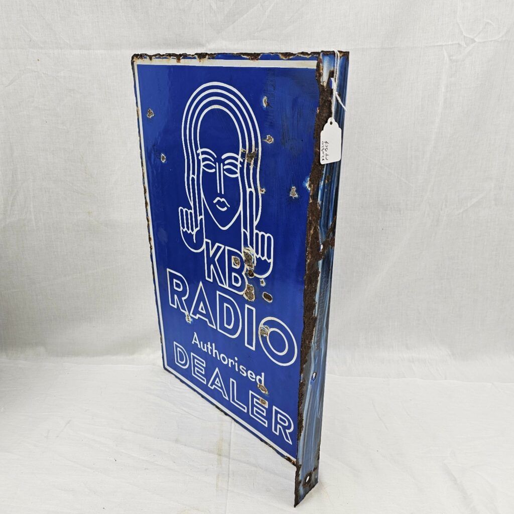 1930s KB Radio Authorised Dealer Double Sided Enamel Advertising Sign ...