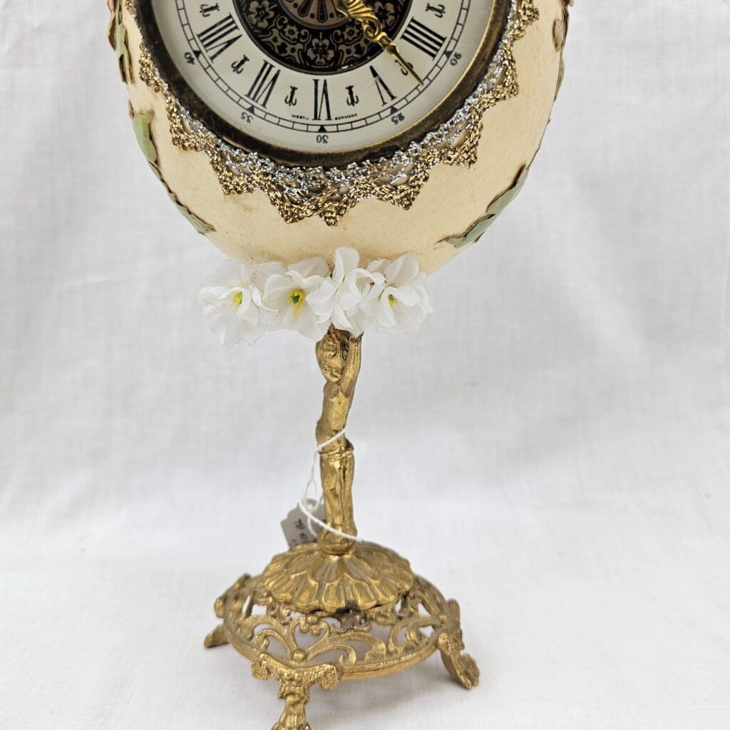 1970s Ostrich Egg Clock - Sally Antiques