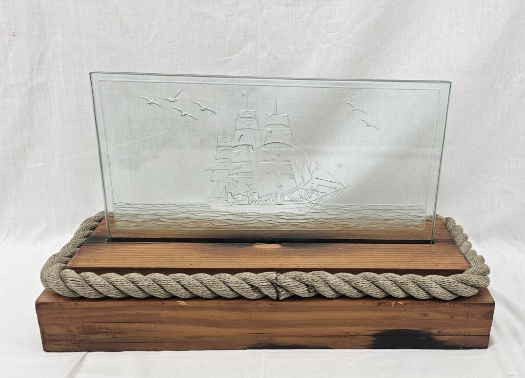 Royal Navy Of Oman Shabab Oman II Glass Ship Display - Sally Antiques