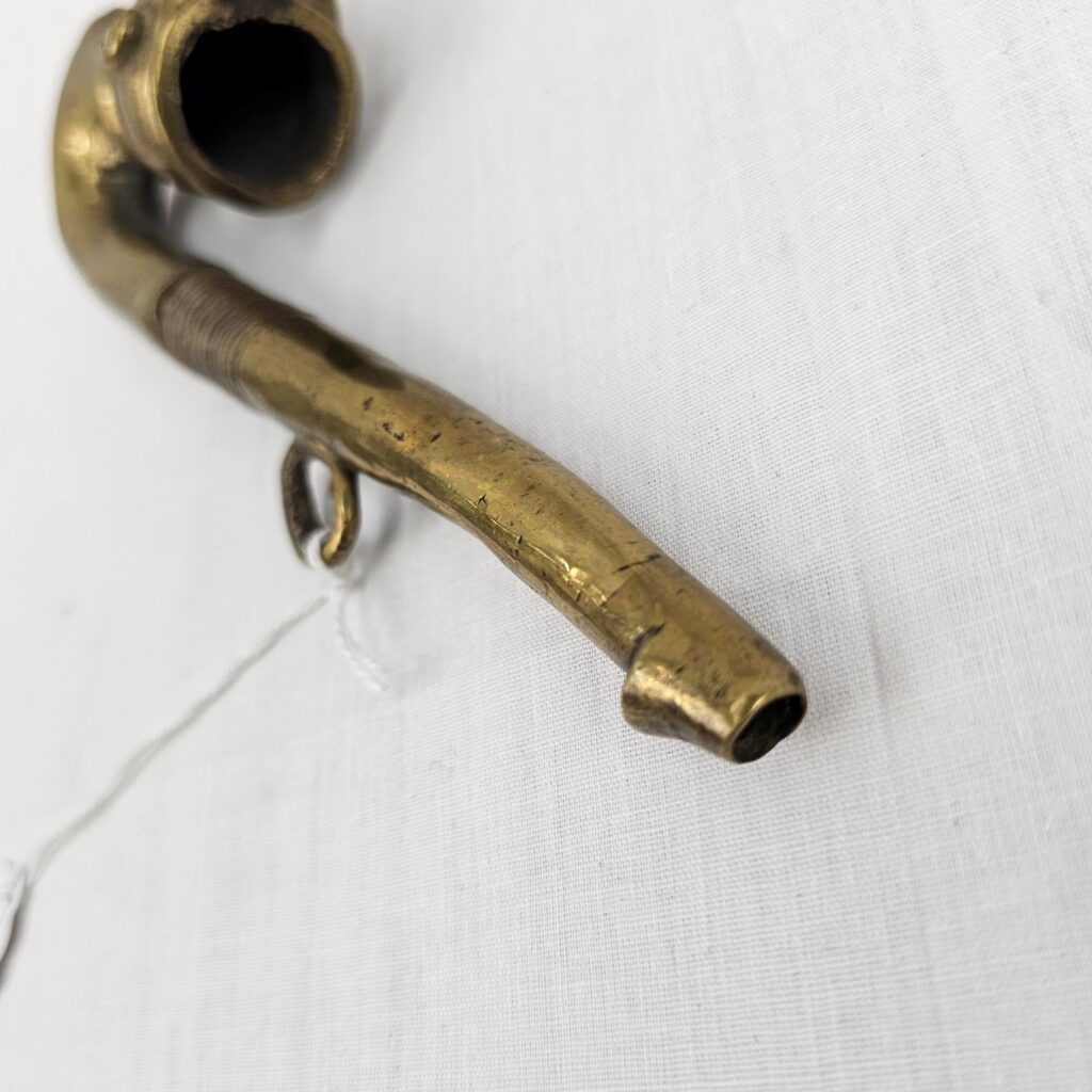 c1900 Colonial Brass Smoking Pipe Of A European - Sally Antiques