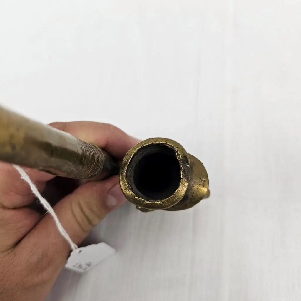 c1900 Colonial Brass Smoking Pipe Of A European - Sally Antiques