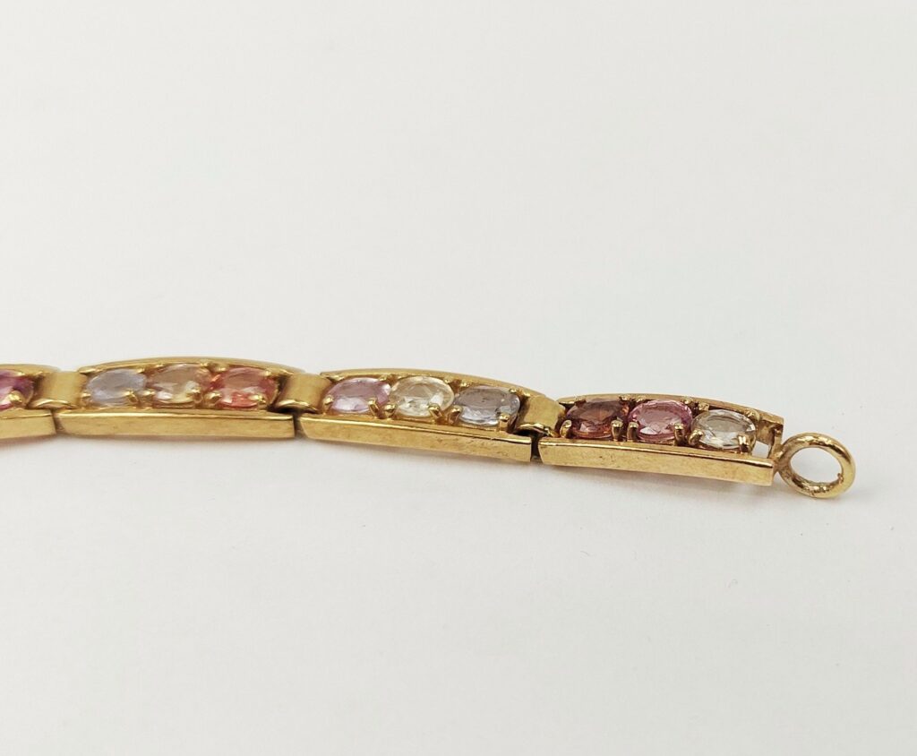 9ct Gold Multicolour Sapphire Bracelet & Matching Pendant - Sally Antiques