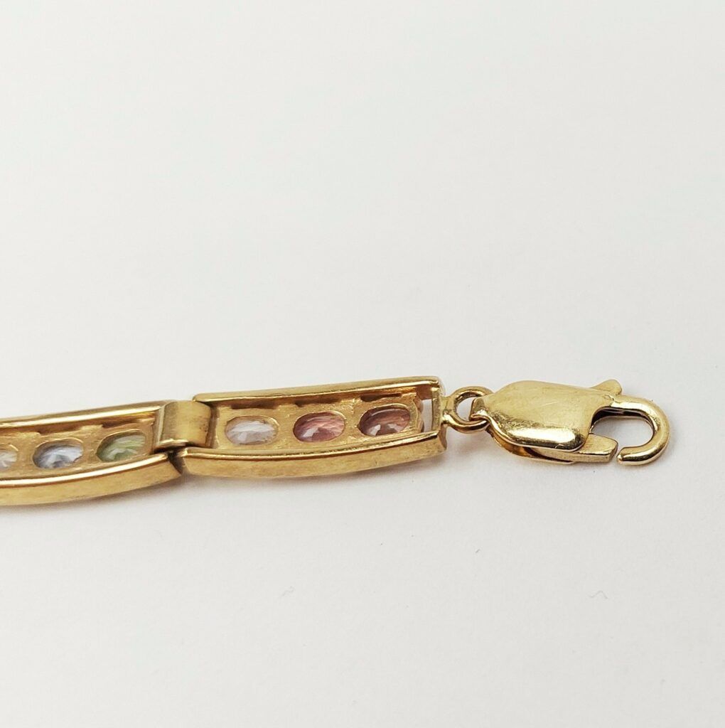 9ct Gold Multicolour Sapphire Bracelet & Matching Pendant - Sally Antiques