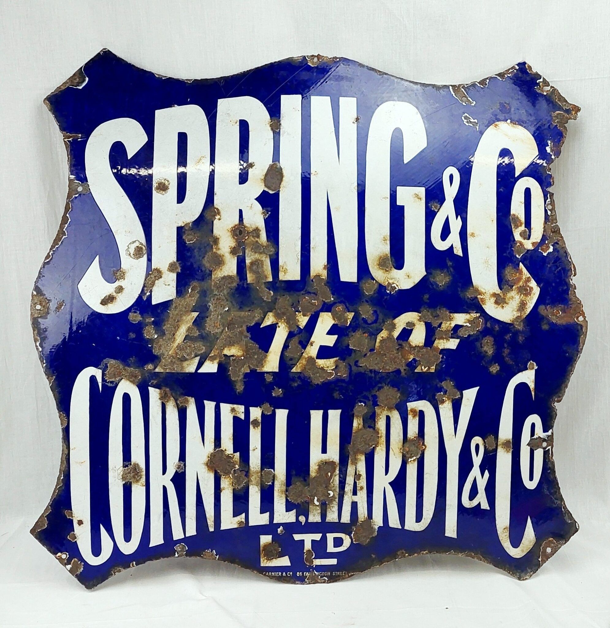 Large Spring & Co Enamel Advertising Sign - Sally Antiques