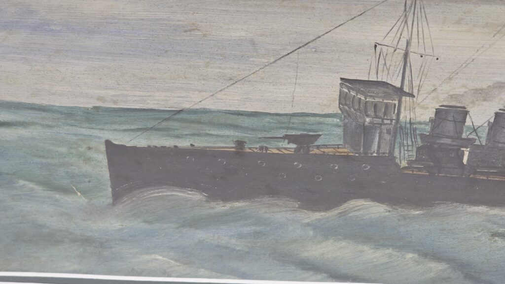 Naive Oil of Torpedo Boat Destroyer c. 1910 - Sally Antiques
