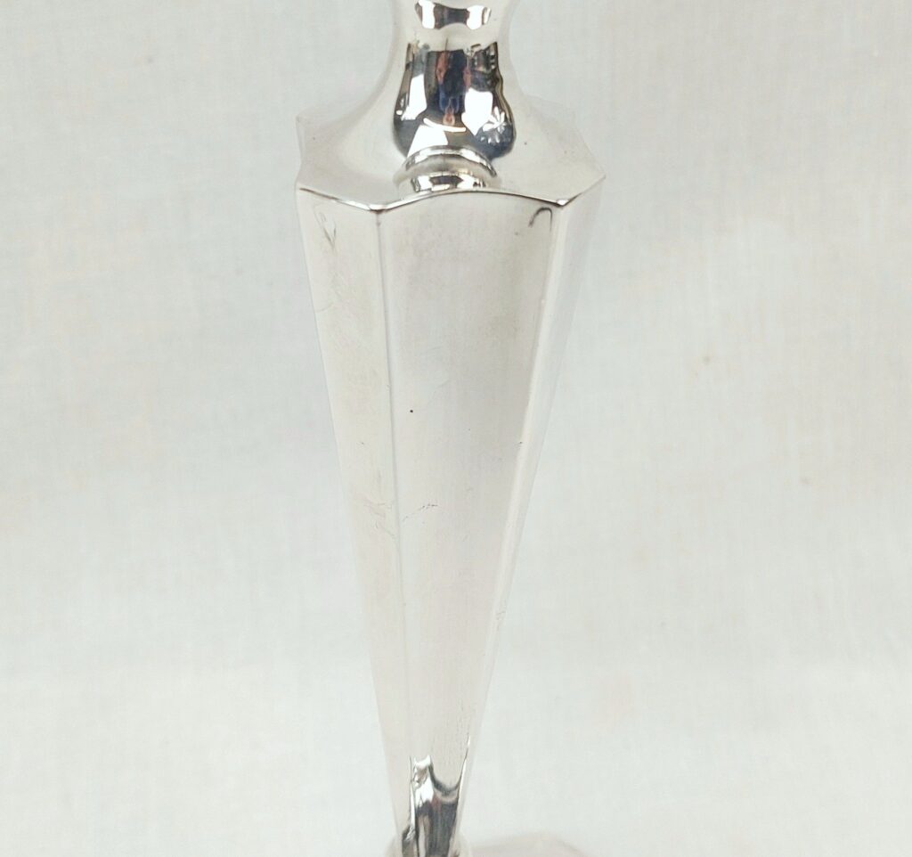 Tall Chester 1917 George V Sterling Silver Candlestick - Sally Antiques
