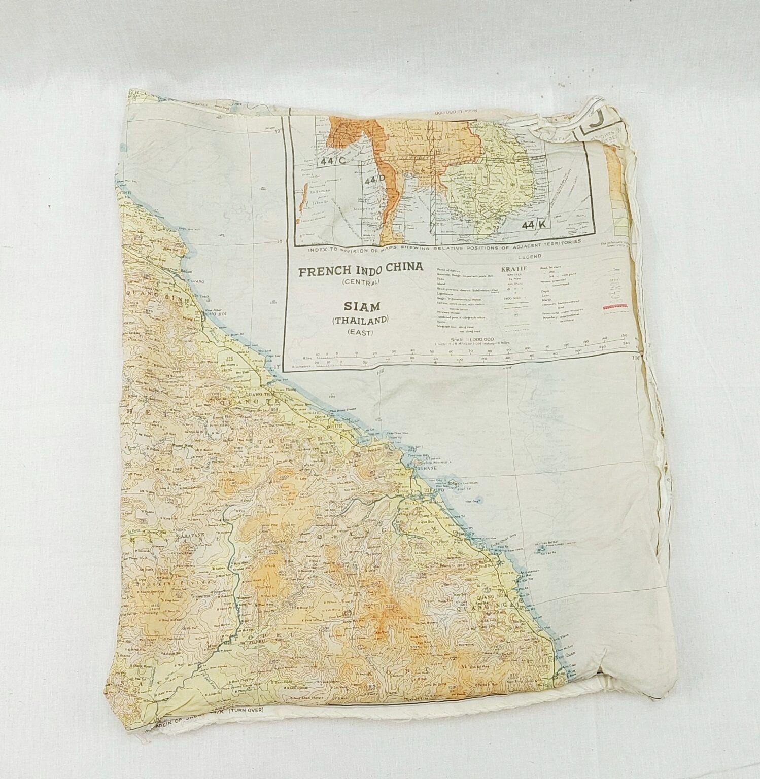 WW2 RAF Silk Escape Map Of Indo China - Sally Antiques