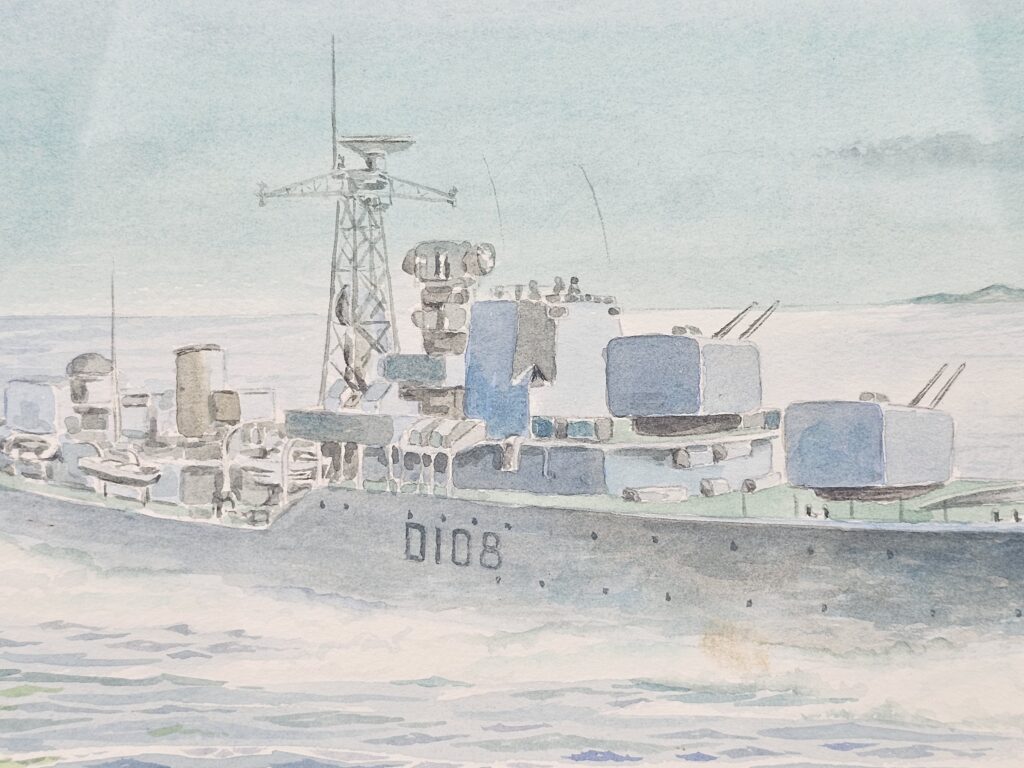 Watercolour of HMS Dainty (D108) by Jim C95 - Sally Antiques